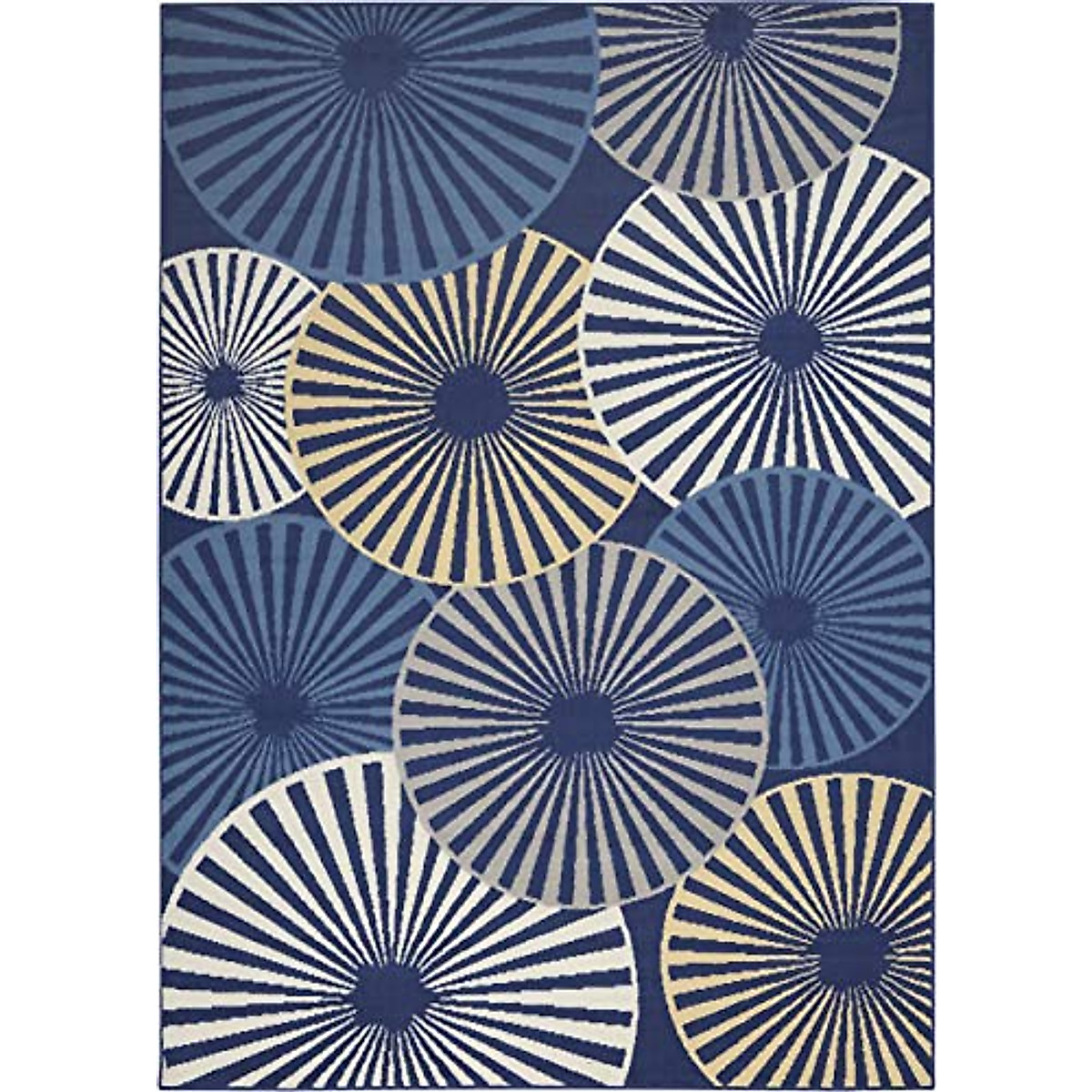 Nourison Grafix Contemporary Navy 5'3" x 7'3" Area -Rug, Easy -Cleaning, Non Shedding, Bed Room, Living Room, Dining Room, Kitchen (5x7)