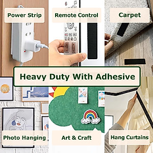 (1x4 Inch, 16 Sets) Strips with Adhesive for Fabric, Stick On for Fabric, No Sew Sticky Back for Clothes, Curtains - Heavy Duty Double Sided Hook and Loop Hem Tape Fasteners, No Sewing No Iron, Black