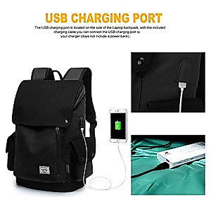 Wind Took Laptop Backpack for Women leisure Bookbag Travelbag Work College Charging Port Suits 15 Inch Computer Black Men