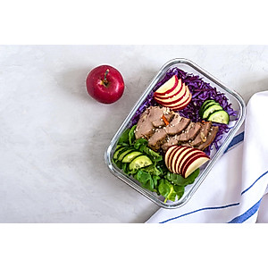 TUSEASY 3-Pack 35 oz Borosilicate Glass Food Storage Containers with Lids, Stackable Airtight Glass Meal Prep Containers for Lunch & Leftover, BPA-Free & Leak Proof, for Microwave, Oven, Dishwasher