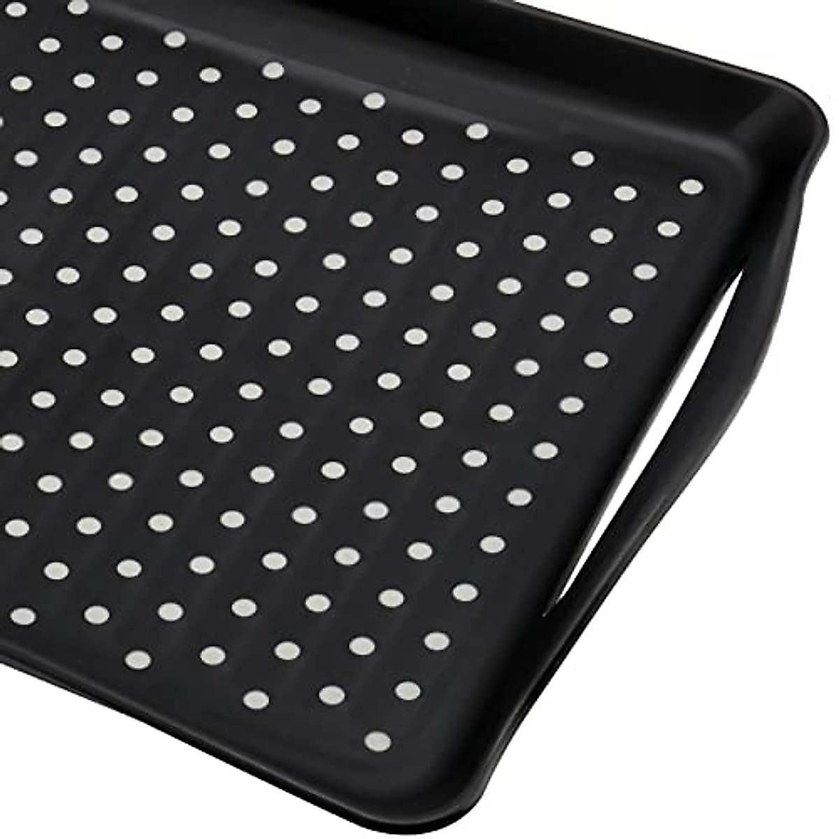 MUKLEI 4 Pcs Rectangle Anti-Slip Food Serving Tray with Handles, Plastic Food Serving Tray Drink Tray for Appetizer, Fruit, Dessert, Party, Breakfast