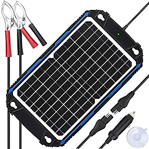 Waterproof 12V Solar Battery Charger & Maintainer Pro - Built-in Intelligent MPPT Charge Controller - 12W Solar Panel Trickle Charging Kit for Car, Marine, Motorcycle, RV, etc