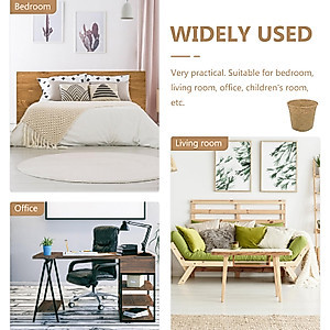 ABOOFAN Wicker Waste Basket Woven Trash Can Boho Recycle Garbage Container Bin Laundry Hamper Plant Flower Pot Storage Basket for Bathroom Kitchen Office