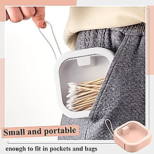 6 Pcs Hair Tie Organizer Qtip Dispenser Bathroom Storage Organizer Cotton Swab Holder Portable Travel Qtip Holder Cotton Swabs Dispenser Kids Hair Accessory Box with Lid for Bathroom (Pink, White)