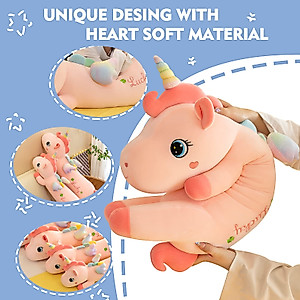 NXNYNZ Unicorn Plush Stuffed Animals for Girls, 51.1in Soft Cute Pink Unicorn Body Pillow Plushie Toys with Wings Birthday Gifts for Kids Boys