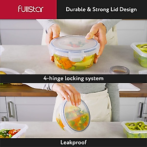 Fullstar 50-piece Food storage Containers Set with Lids, Plastic Leak-Proof BPA-Free Containers for Kitchen Organization, Meal Prep, Lunch Containers (Includes Labels & Pen)