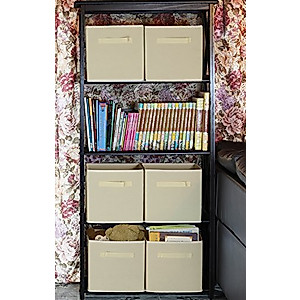 6 Pack - SimpleHouseware Foldable Cloth Storage Cube Basket Bins Organizer, Beige