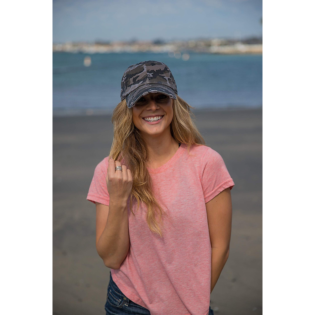 Funky Junque Distressed Baseball Cap Bundle: Camo Black & Camo Green