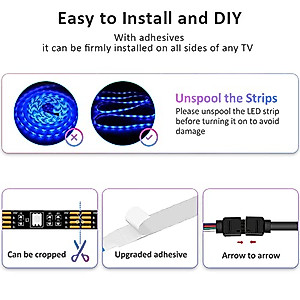TV LED Backlight Kit and HDMI Sync Box, led tv Backlight for 65 inch TV, sync with Music, tv and Games can tv Lights That Change with tv, Smart Phone app Control, LED for Bedroom, TV, Room DIY LED