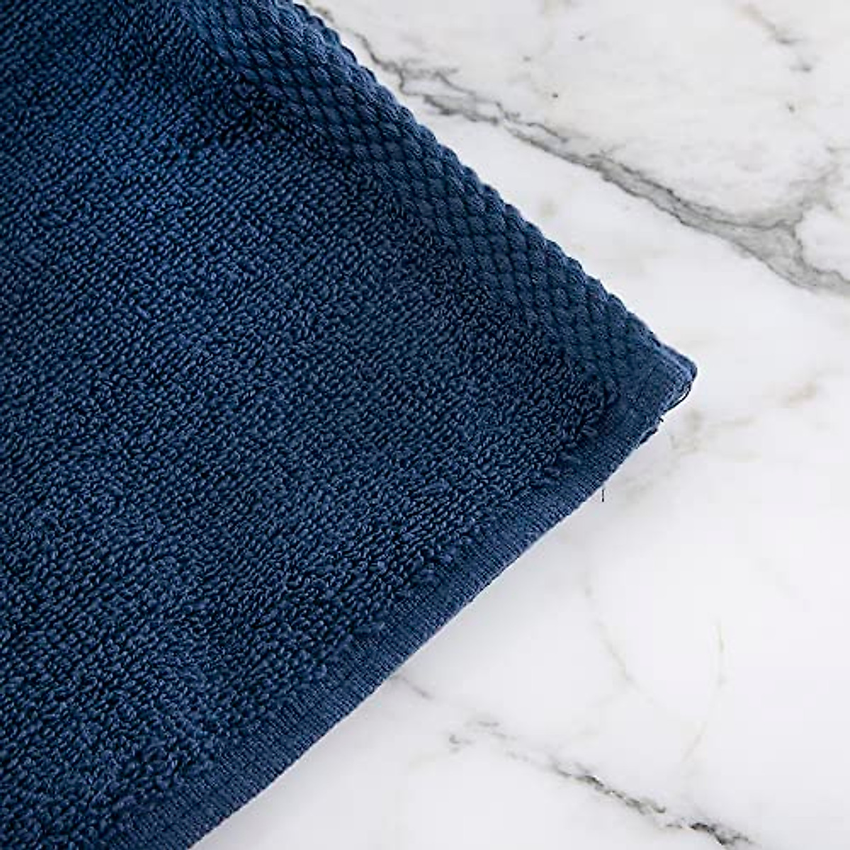 Rae Dunn Hand Towels, Embroidered Decorative Hand Towel for Kitchen and Bathroom, 100% Cotton, Highly Absorbent, Two Pack, 16x28, Embroidered Navy