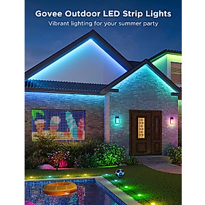 Govee Outdoor LED Strip Lights, 32.8ft RGBIC Smart Outdoor Lights, IP65 Waterproof Lights, 16 Million Colors, Bluetooth App Control, Rope Lights Outdoor for Roof Balcony Garden Patio Porch Pool