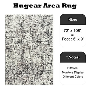 HUGEAR 6x9 Machine Washable Rugs Gray Large Area Rug 3D Textured Rug Abstract Low Pile Carpet Distressed Throw Aesthetic Rug Bedroom Living Room Office Dining Room Kitchen Laundry Room
