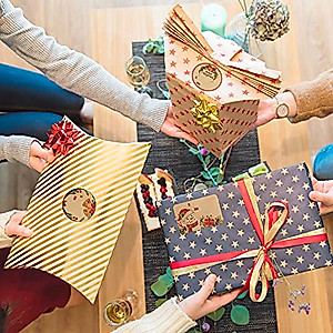 Giiffu 144 Xmas Adhesive Labels Natural Kraft Simple Christmas Self Adhesive Name Gift Tags ​Holiday Present Stickers