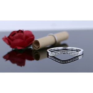 Dazzlingrock Collection Round White Diamond Enhancer Guard Curved Stackable Wedding Band for Women (0.10 ctw) in 925 Sterling Silver Size 7