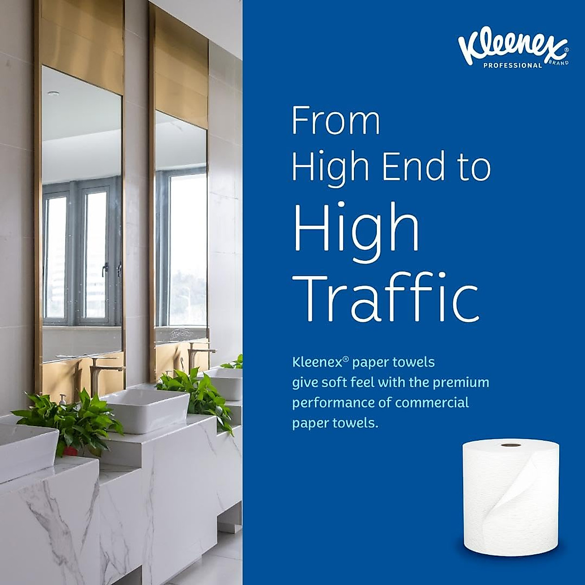 Kleenex Hard Roll Paper Towels (50606) with Premium Absorbency Pockets, 1.75" Core, White, 600'/Roll, 6 Rolls/Case, 3,600'/Case
