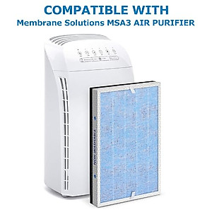 MSA3 True HEPA Replacement Filter, Compatible with Membrane Solutions MSA3/MSA3S Air Purifier,【Upgraded】3-in-1 H13 True HEPA Filter(2-Pack)