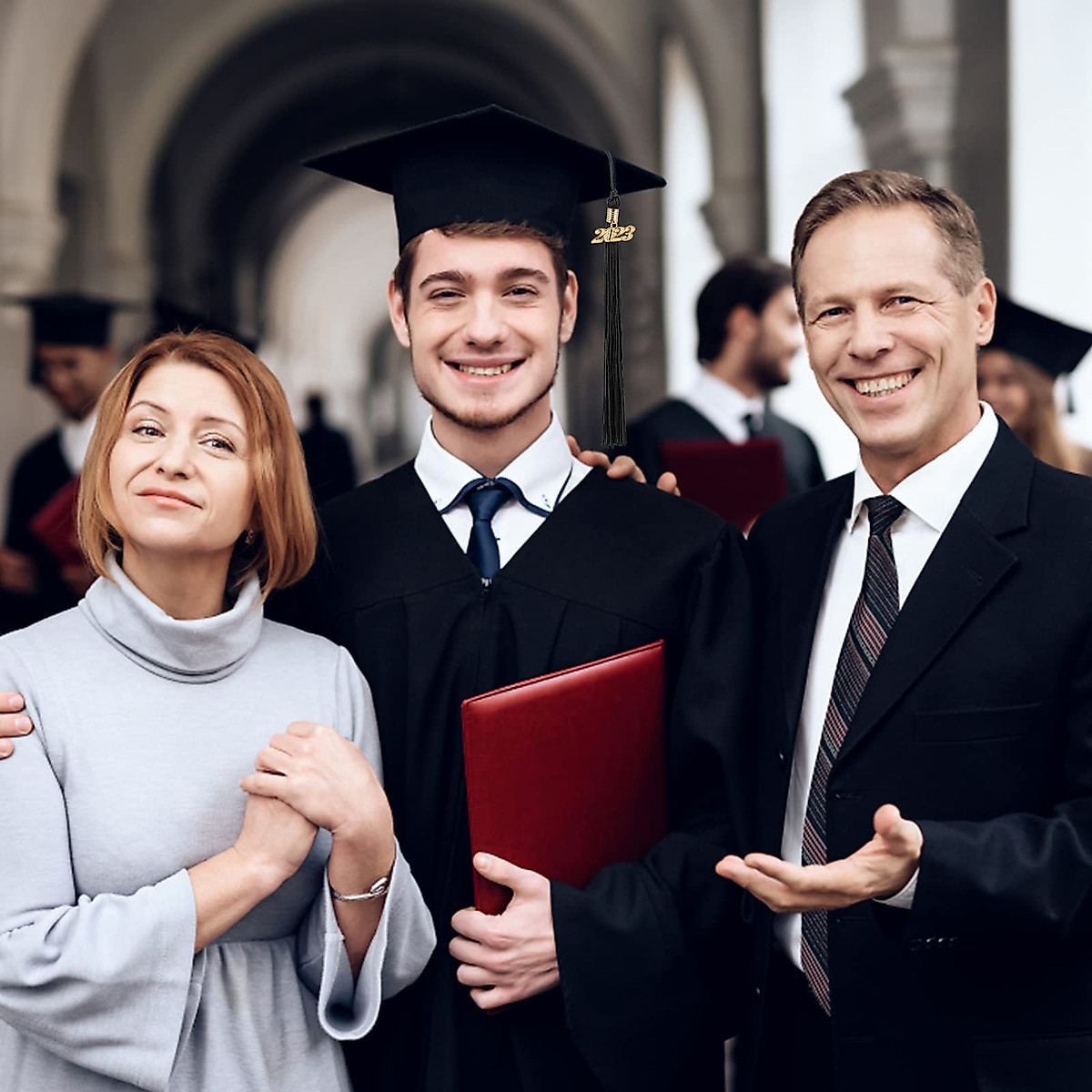 2023 Tassel Graduation-2Pcs Graduation Tassel Charms for Graduation Cap, Graduation Tassel 2023 for Graduate Hats, Academic Graduation Cap Tassel Charms (Black)