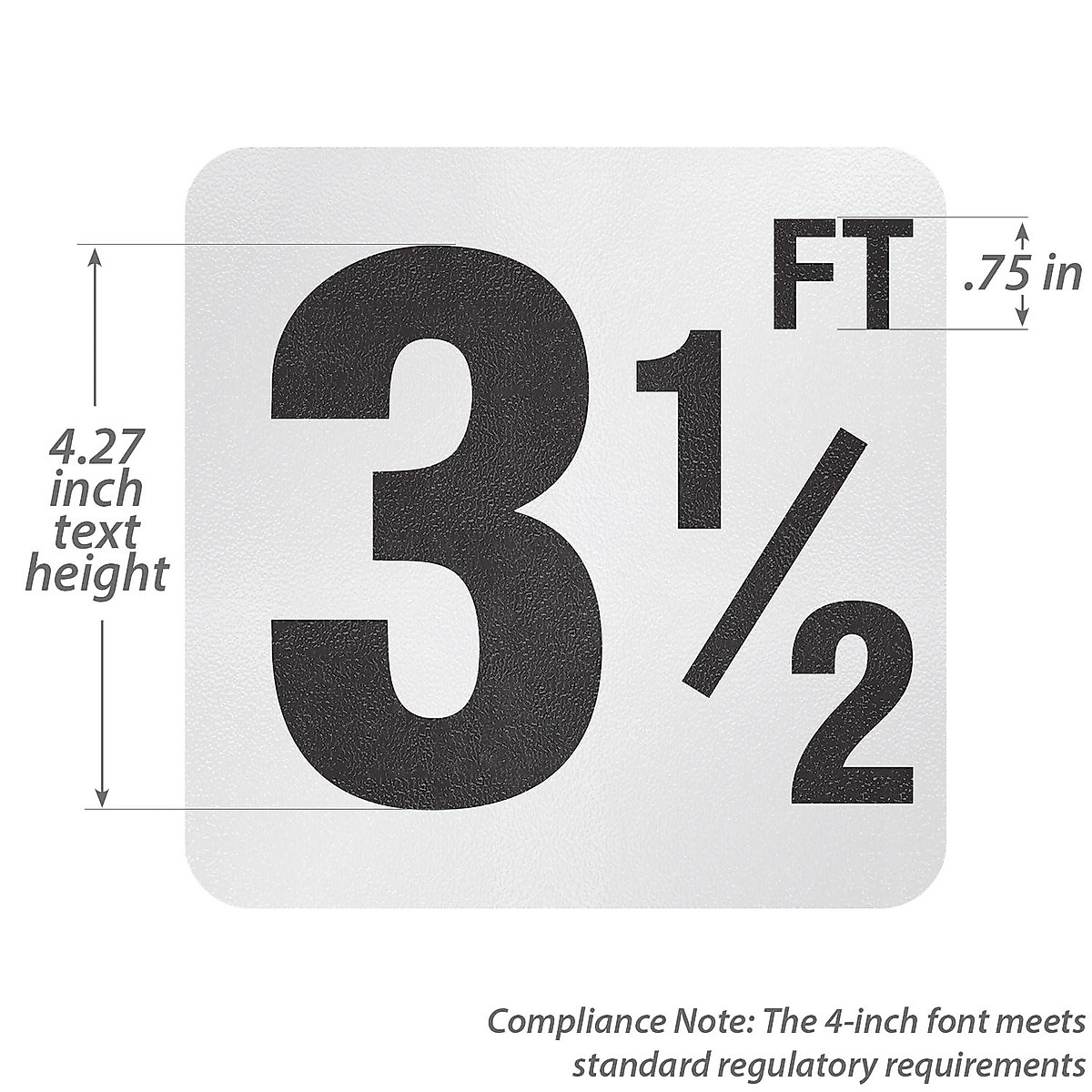 SmartSign “3 and 1/2 Ft” Adhesive Pool Depth Marker/Sign, 4" Letter Height, 20 mil Laminated Vinyl with Anti-Skid Pebbled Surface, 5.75" x 5.75", Black and White, Made in USA