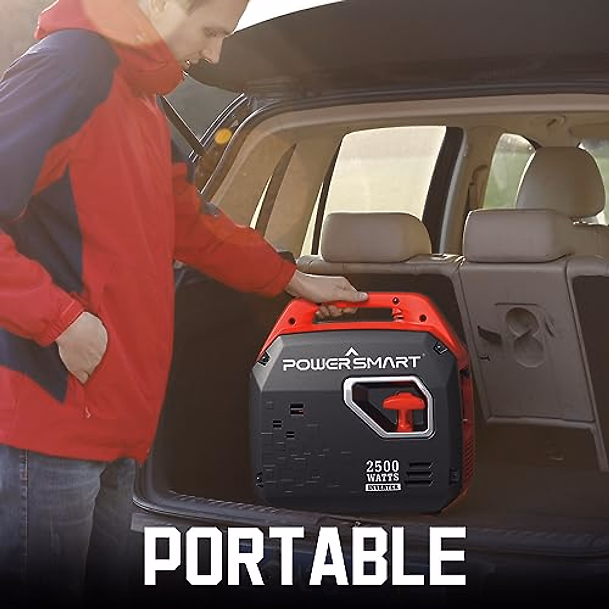 PowerSmart 2500 Watt Portable Gas Inverter Generator, Super Quiet for Camping, Tailgating, Home Emergency Use, (PS5020W)