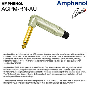 WORLDS BEST CABLES 2 Units - 18 Inch - Pedal, Effects, Patch, instrument cable CUSTOM MADE using Mogami 2319 wire & Amphenol ACPM-RN-AU M-Series Angled Gold TS Plugs
