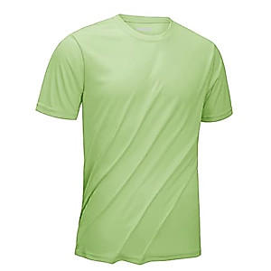 KEFITEVD Men's Hiking Shirts Short Shirts UPF 50+ Sun Protection Shirts Dry Fit Moisture Wicking T-Shirts for Workout,Travel,Camping Light Green