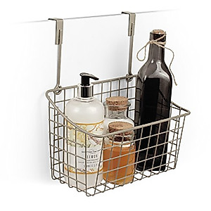 Spectrum Diversified Grid Over The Cabinet Towel Bar & Medium Basket, Satin Nickel PC