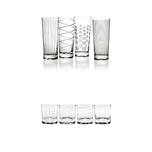 Mikasa Cheers Highball Glass, 19.75-Ounce, Set of 4, Double Old Fashioned Glass, Clear Clear, Set of 4