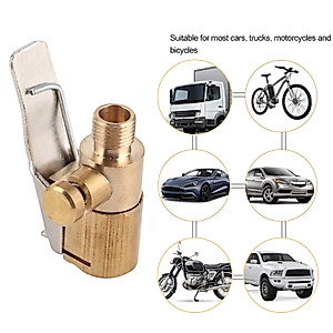 Tire Inflator Chuck, Brass Air Chuck Open,Tire Inflator Chuck Tyre Quick Inflation Clip Clamp Connector for Car Motorcycle with Valve