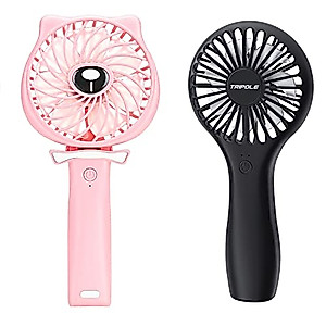 TriPole Mini Handheld Fan Bundle 2600mAh and 5000mAh Battery Operated USB Personal Fan Speed Adjustable Portable Fan