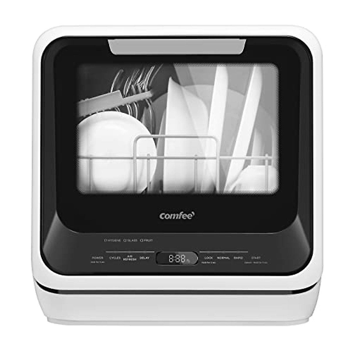 COMFEE' Portable Dishwasher Countertop, Dishwasher for Apartments& RVs & Cascade Platinum Dishwasher Pods, ActionPacs Dishwasher Detergent, Lemon, 62 Count