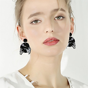 Unique Handmade Old School Vinyl Records Dangle Earrings for Women 1950's Rock 'N' Roll Women's Vinyl Record Stud Earrings for Retro 60's 70s Disco Party Statement Halloween Jewelry (Black)