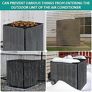 Air Conditioner Cover, 28" x 28" x 32" Mesh Breathable AC Unit Cover with Detachable Waterproof Top, All Season Protection, Air Conditioner Defender Cover for Outside Cottonwood, Leaves