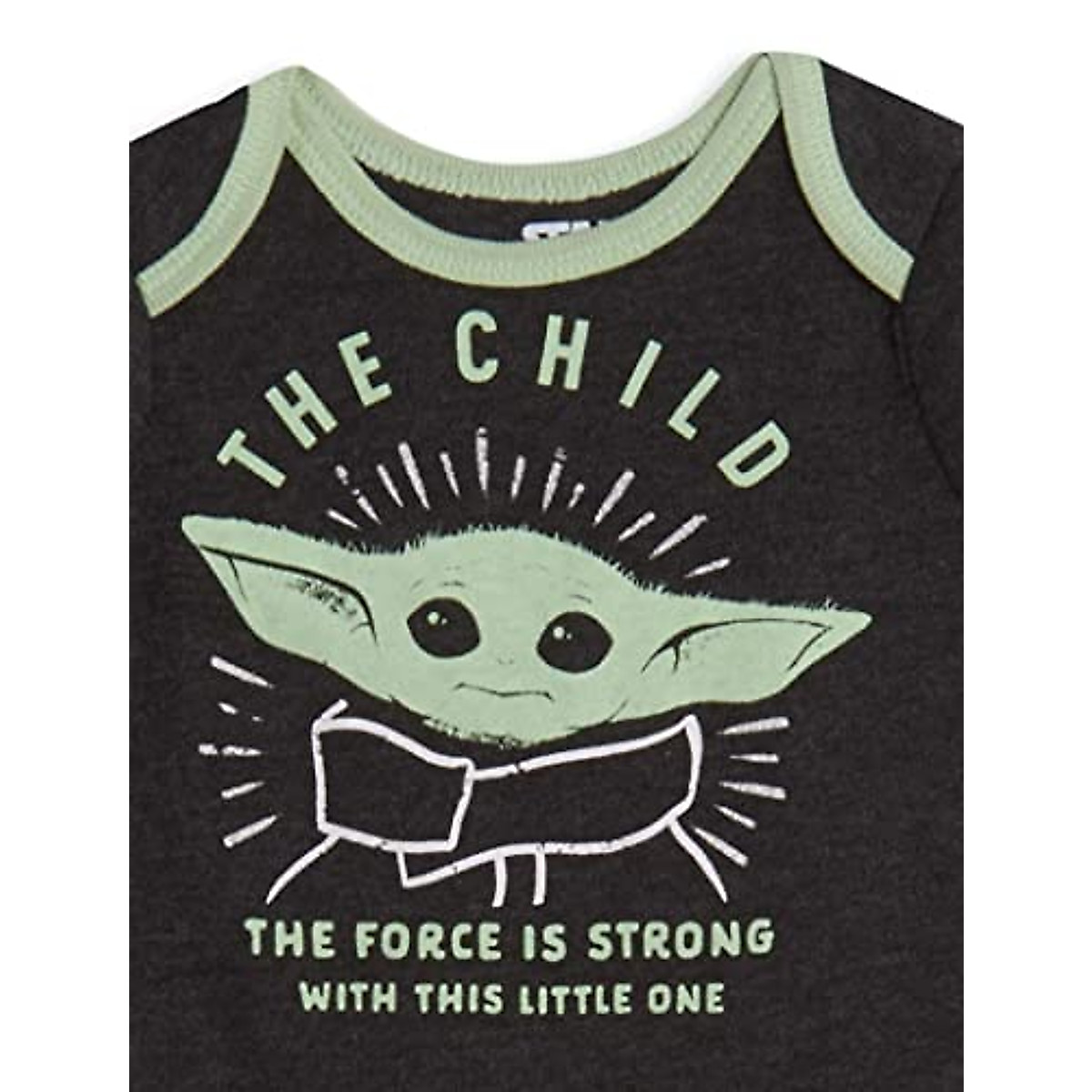 STAR WARS The Child Newborn Baby Boys Fleece Hoodie Short Sleeve Bodysuit and Pants 3 Piece Baby Outfit Set Grey/Green 0-3 Months