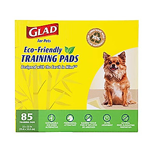 Glad for Pets Earth Friendly Bamboo Training Pads | Eco Friendly Puppy Pads for All Dogs | 85 Super Absorbent Puppy Training Pads, Deodorizing Dog Training Pads for Pets