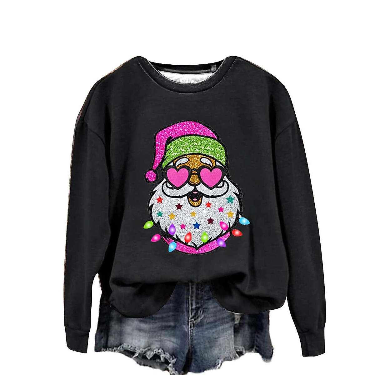 ofertas del dia de hoy relampago Cute Womens Ugly Merry Christmas Sweatshirt Novelty Funny Santa Xmas Graphic Sweater Red Tops Loose Holiday Crewneck Shirts Tops Snowmen Vintage Pullover warehouse