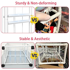 【Metal Tubes】Stuffed Animal Storage, Plush Toy Storage Organizer Shlf, Extra Large Stuffed Animal Holder With 360° Brake Wheels, Stuffed Animal Zoo Storage For Nursery Playroom Kids Room, White