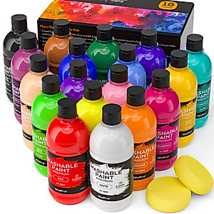 Nicpro 18 Colors Large Washable Paint Set for Kid (8.4oz,250 ml), Acrylic Bulk Paint Supplies Non Toxic Children Tempera Paint for Art, Craft DIY, Poster & Finger Paint, School, Home,Classroom, Party