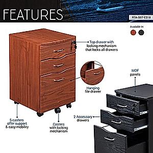 Techni Mobili Rolling Storage and File Cabinet, Espresso