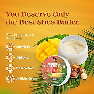 RA COSMETICS 100% African Shea Butter - Mango Scented, Anti-Aging Moisturizer, 6 Ounce