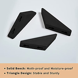 BIGLUFU Wooden Coat Hooks, 6 Packs Natural Wooden Coat Racks, Wall Mounted Single Wall Wood Hook Rack, Minimalist Heavy Duty Robe Hook Hat Rack Black