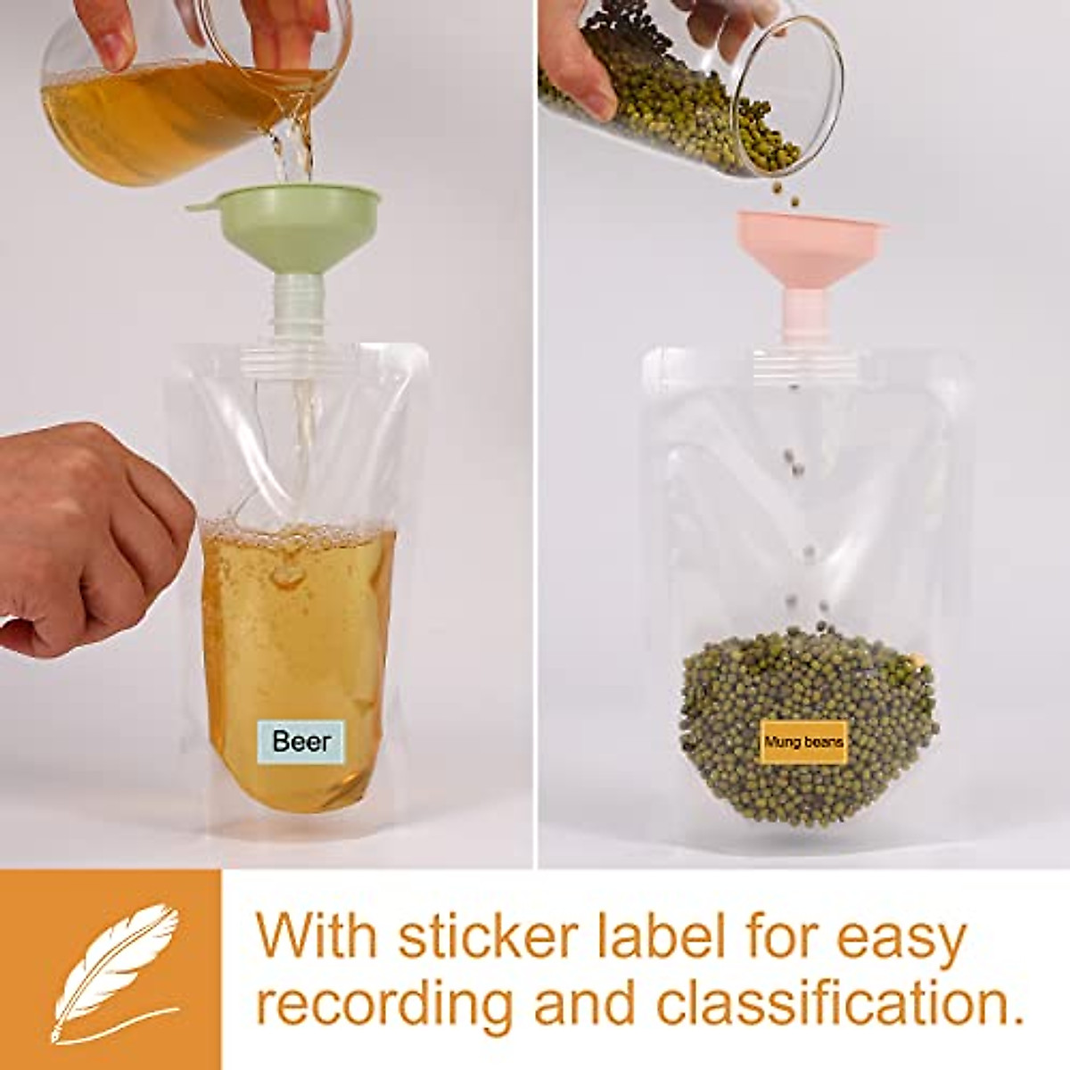 Plastic Flasks，20PACK，Concealable and Reusable Drink Bags，Leak-Proof，BPA-Free for Travel，Outdoor Sports，Concerts，Events(2Funnels and 24PCS Label stickers included)