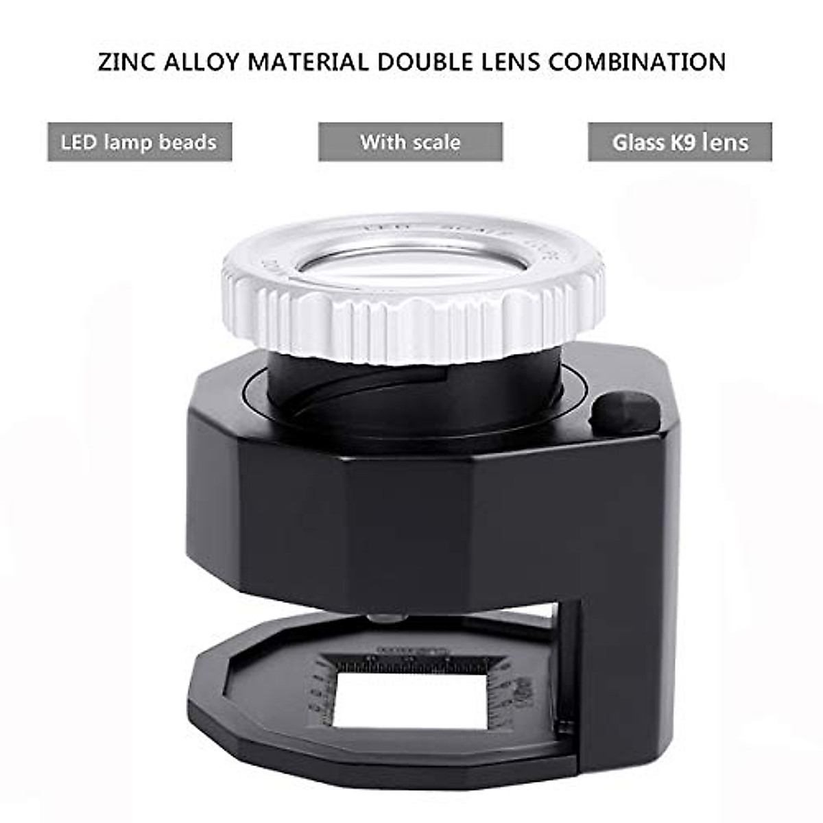 Loupe Magnifier 30X Aluminum Alloy Magnifier Illuminated Adjustable Focal Length Desktop Magnifier with 6 Lights for Jewelry Textile Optical Currency Coins Stamps Circuit Board Gems …