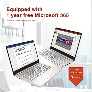 HP Stream Laptop, 14" HD Display, Intel Celeron N4120 Processor, 16GB Memory, 320GB Storage (64GB eMMC + 256GB card), 1-Year Office 365, Webcam, HDMI, Wi-Fi, USB-C, Windows 11 Home, Rose Gold, JVQ MP