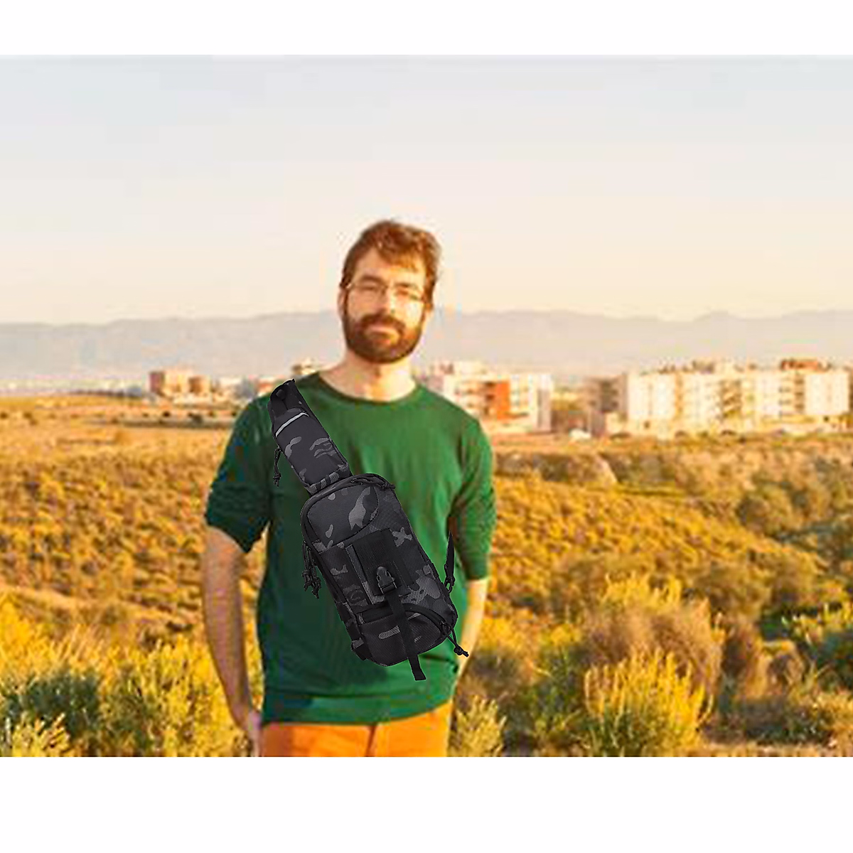 LarKoo Sling Backpack Chest bag - Tactical Chest Pistol Bag Shoulder Bags Crossbody Sling Backpack Holster Bag for Concealed Carry Fanny Pack