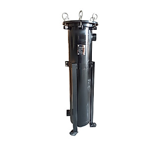 PRM #2 Carbon Steel Bag Filter Housing - 8"x30" - 2" NPT Inlet/Outlet - Dual Side & Bottom Outlets - 150 PSI Max - FKM O-Ring, 100 GPM Flow, Epoxy Coated, Stainless Steel Basket, Safety Vent