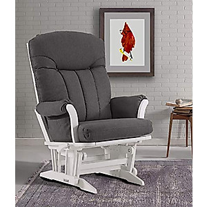 Dutailier Joanna Grand Wood Glider Chair with Multi-Position Lock, Espresso/Beige