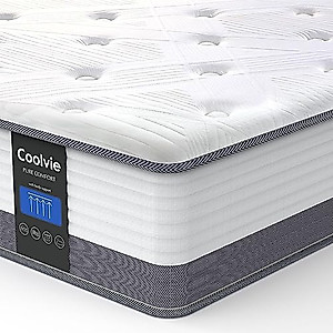 Coolvie Twin XL Mattress, 10 Inch Twin XL Hybrid Mattress, Individual Pocket Springs with Memory Foam Layer Provide Pain Relief Motion Isolation & Cool Sleep, Bed in a Box, 2023 New