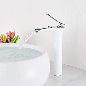 NZDY Faucet Faucets Modern White Bathroom Faucet Waterfall Faucets Single Hole Cold and Hot Water Mixer Tap Mixer Taps