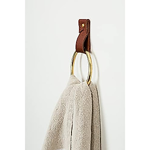 KEYAIIRA - Small Leather Wall Hook, wall hanging strap towel hook for wall leather loop strap for scarf storage boat paddle holder minimal towel bar rack storage