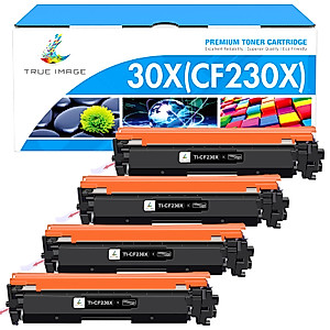 TRUE IMAGE Compatible Toner Cartridge Replacement for HP 30X 30A CF230X CF230A for Pro MFP M227fdw M203dw M227fdn M203dn M227sdn M203d M207 M203 Printer Ink (Black, 4-Pack)